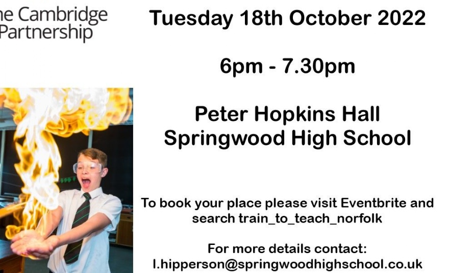 Springwood High School - Get into Teaching Event - Tuesday 18th October ...